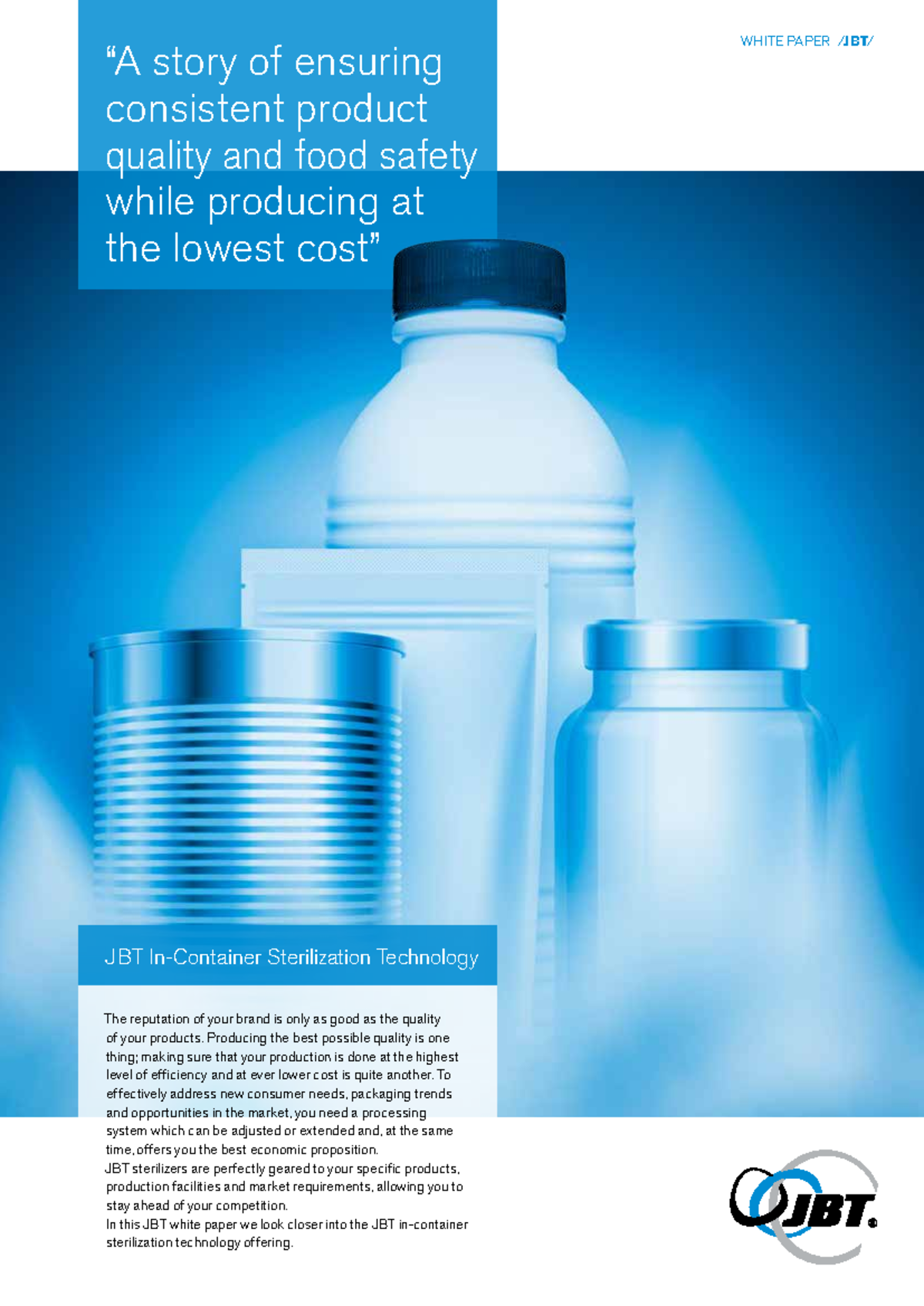 JBT White Paper Continuous Sterilizers 1 - ####### WHITE PAPER /JBT/ “A ...