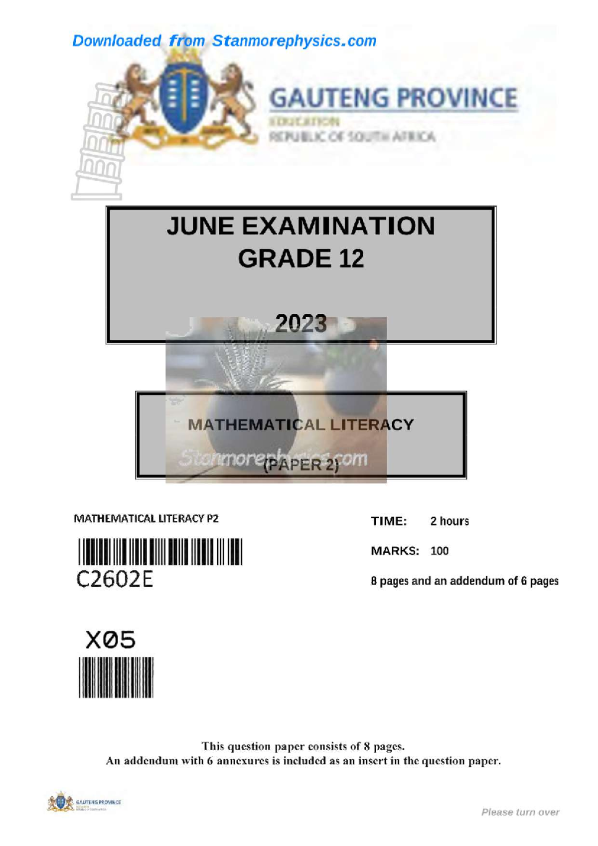 GP Maths Literacy Grade 12 June 2023 P2 and Memo - Studocu