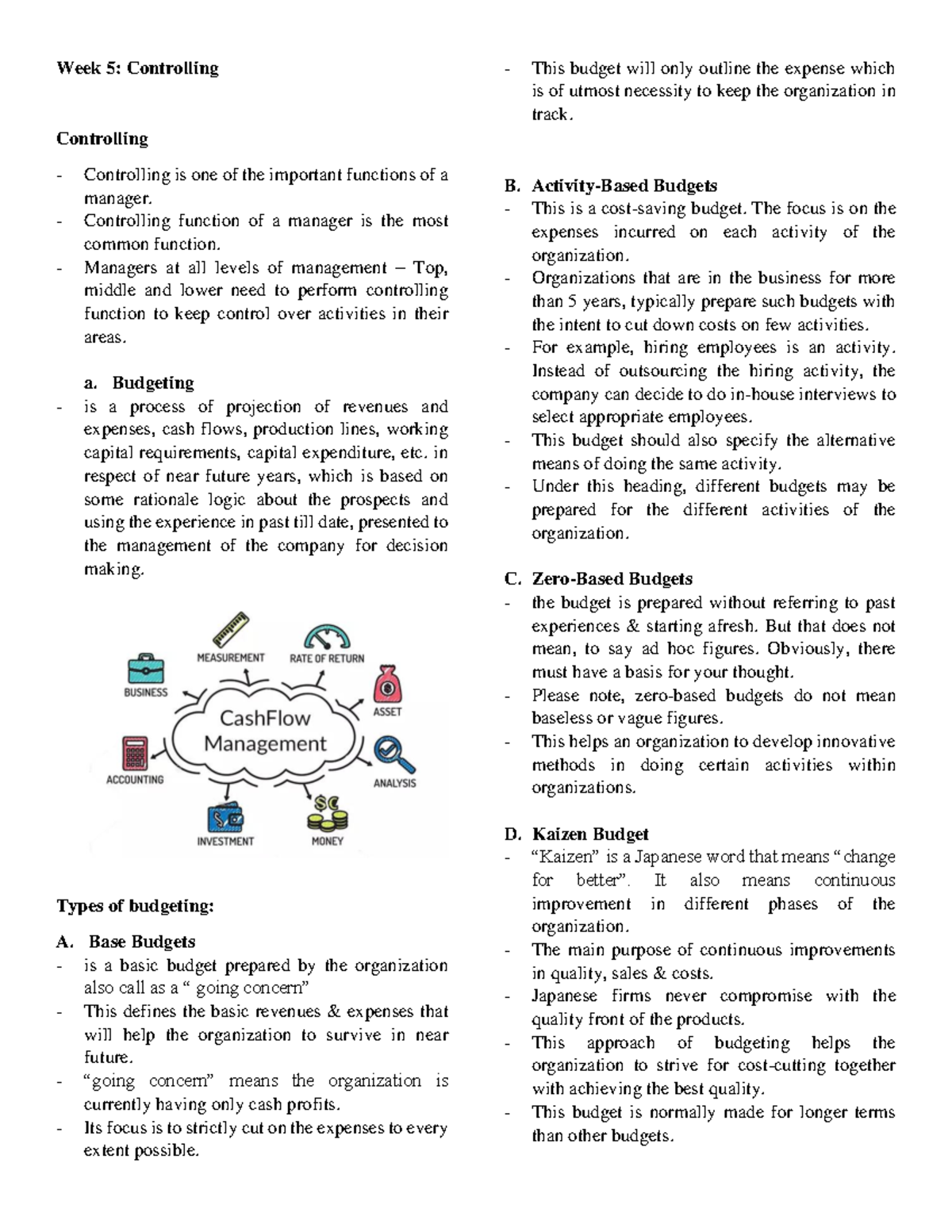 Week 5 Controlling - None - Week 5: Controlling Controlling Controlling ...