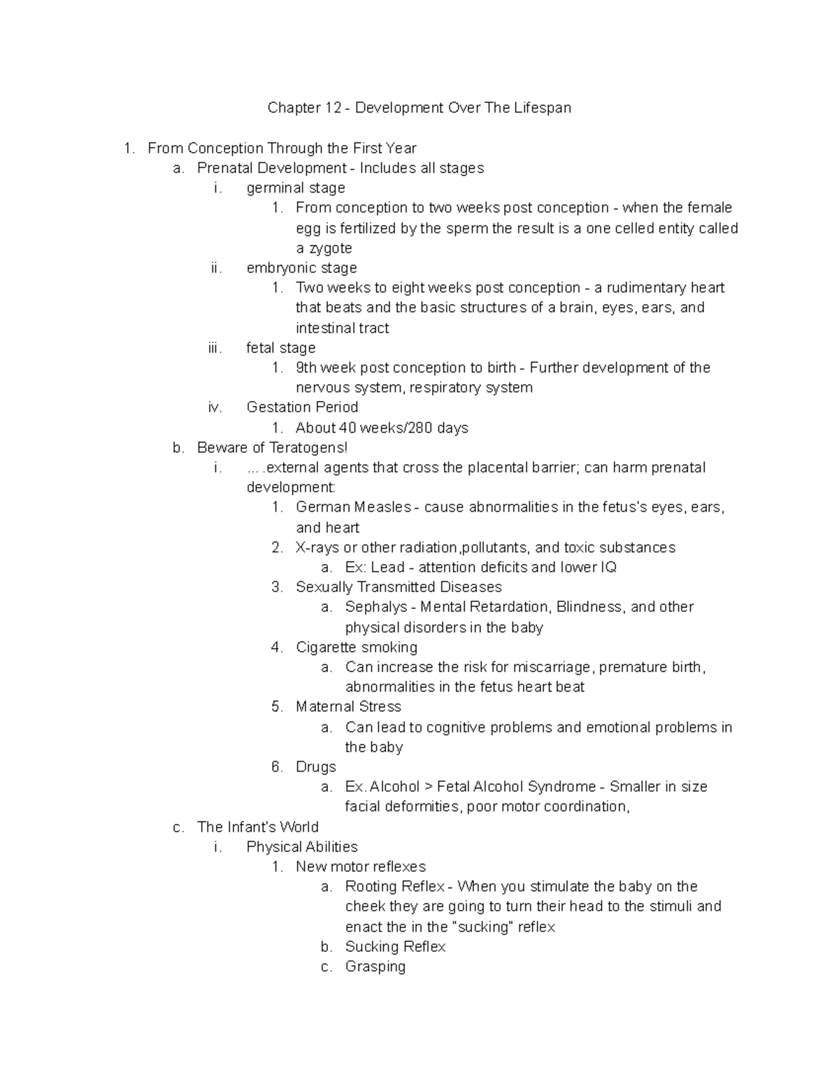 Gen Psych - Module 4 Notes - Chapter 12 - Development Over The Lifespan ...