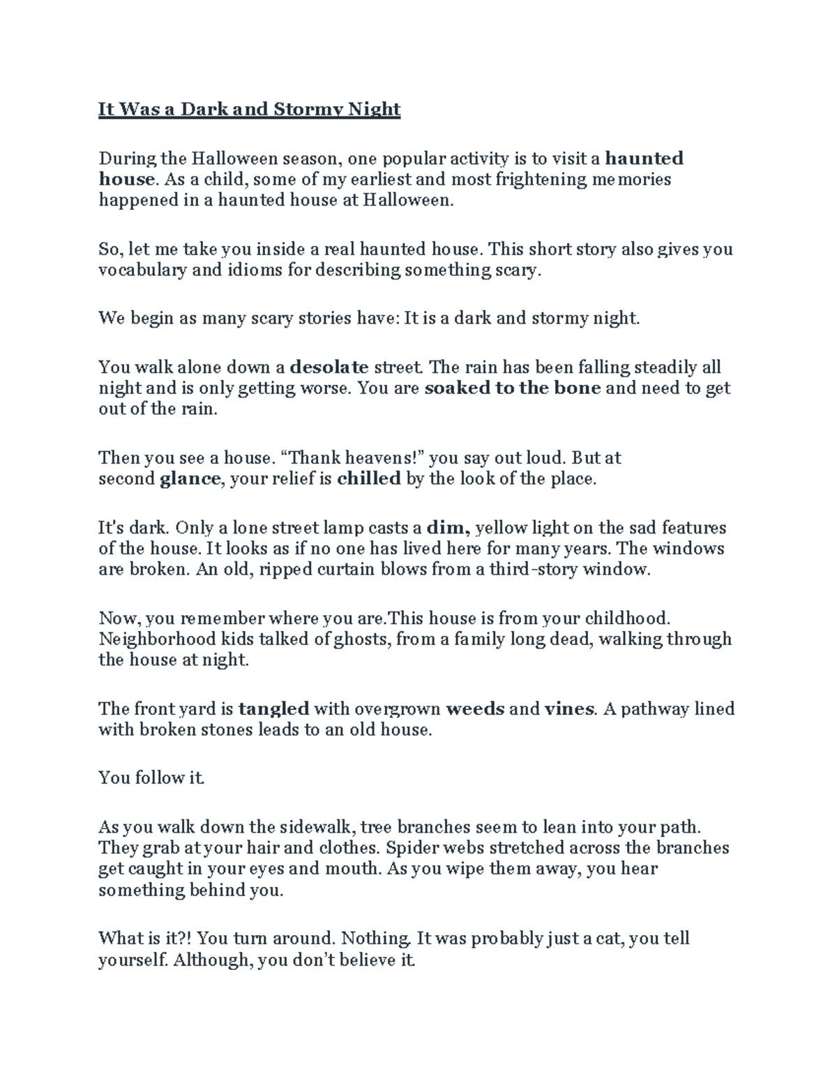 It was a dark - Stories in english - It Was a Dark and Stormy Night ...