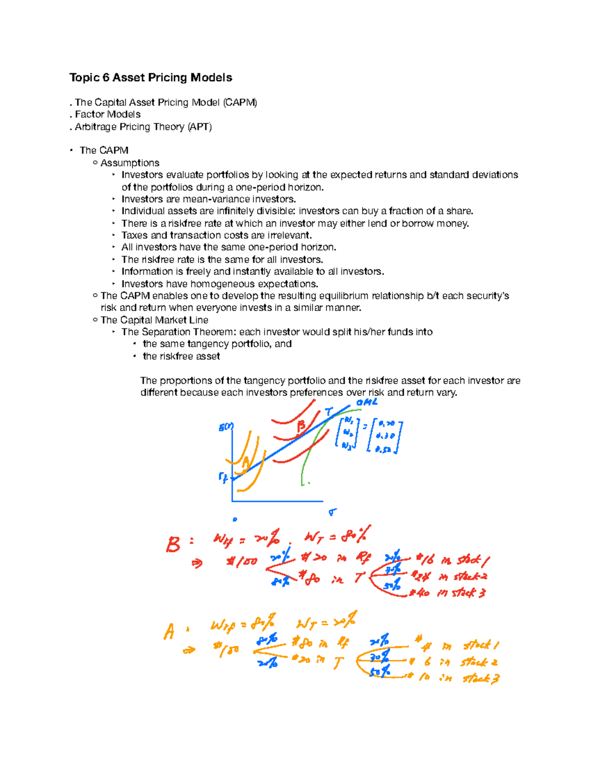Topic 6 Asset Pricing Models (2020s1) - Topic 6 Asset Pricing Models ...