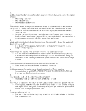 Study Guide - assignment - 1. List three analogies for worldview used ...