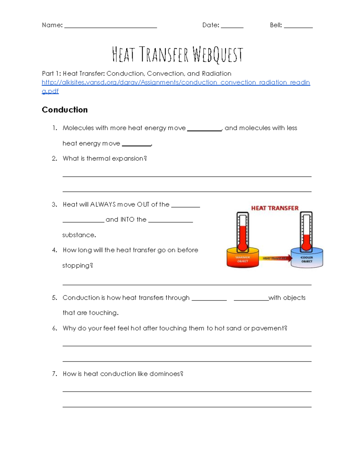 Heat transfer webquest - 19 20 - Heat Transfer WebQuest Part 1: Heat ...
