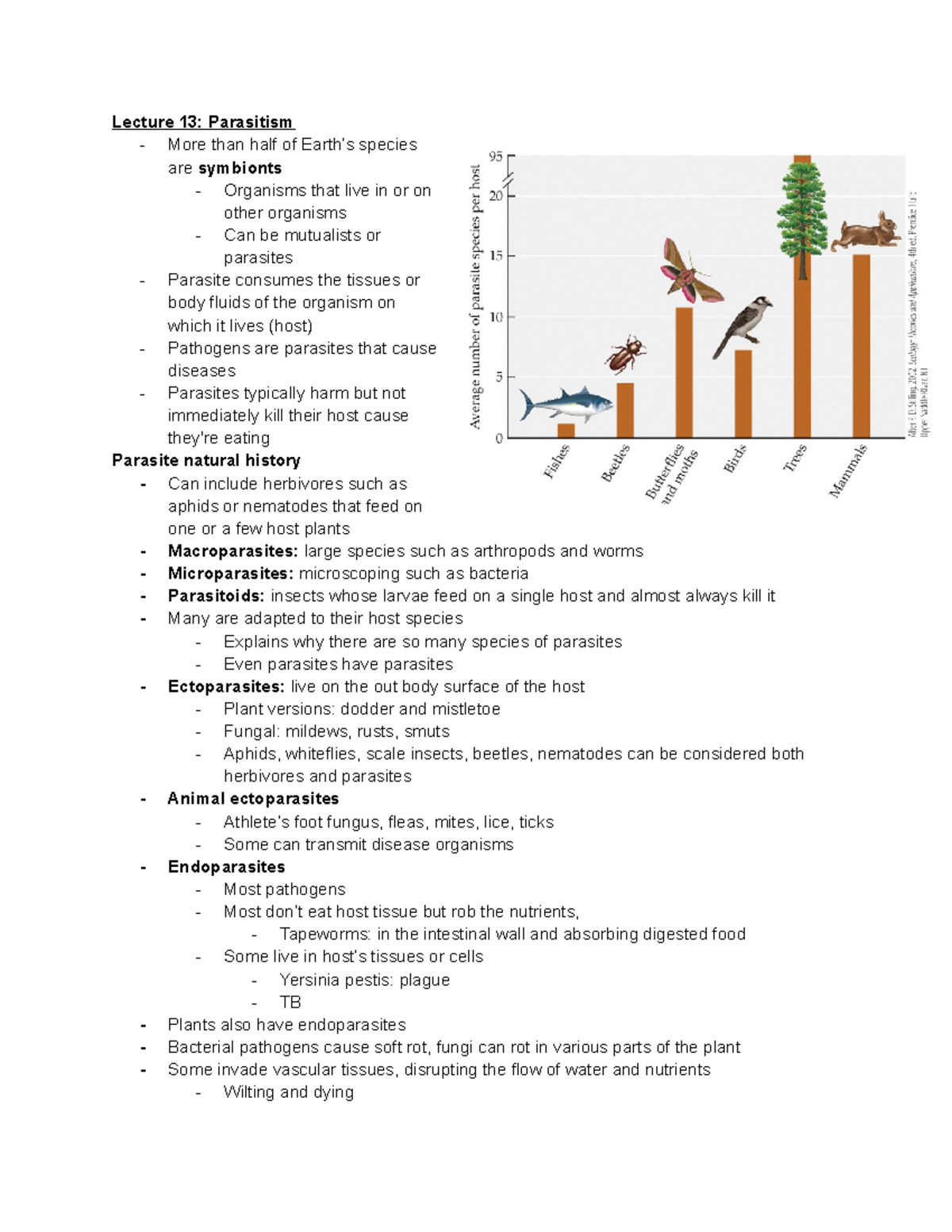 WK 4 Lectures - Ecology Notes - Lecture 13: Parasitism - More than half ...