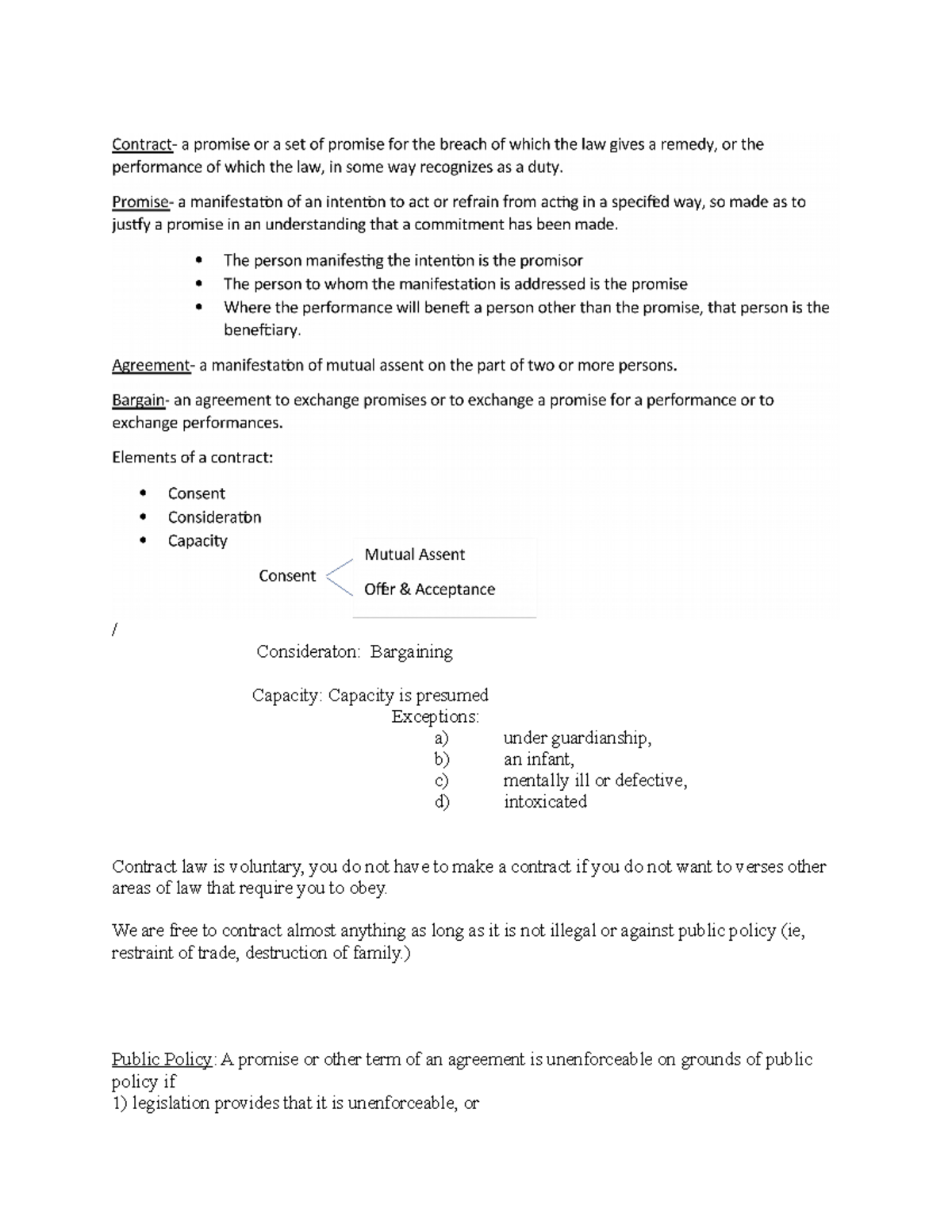 Destiny Note - Lecture notes 1 - Contract- a promise or a set of ...