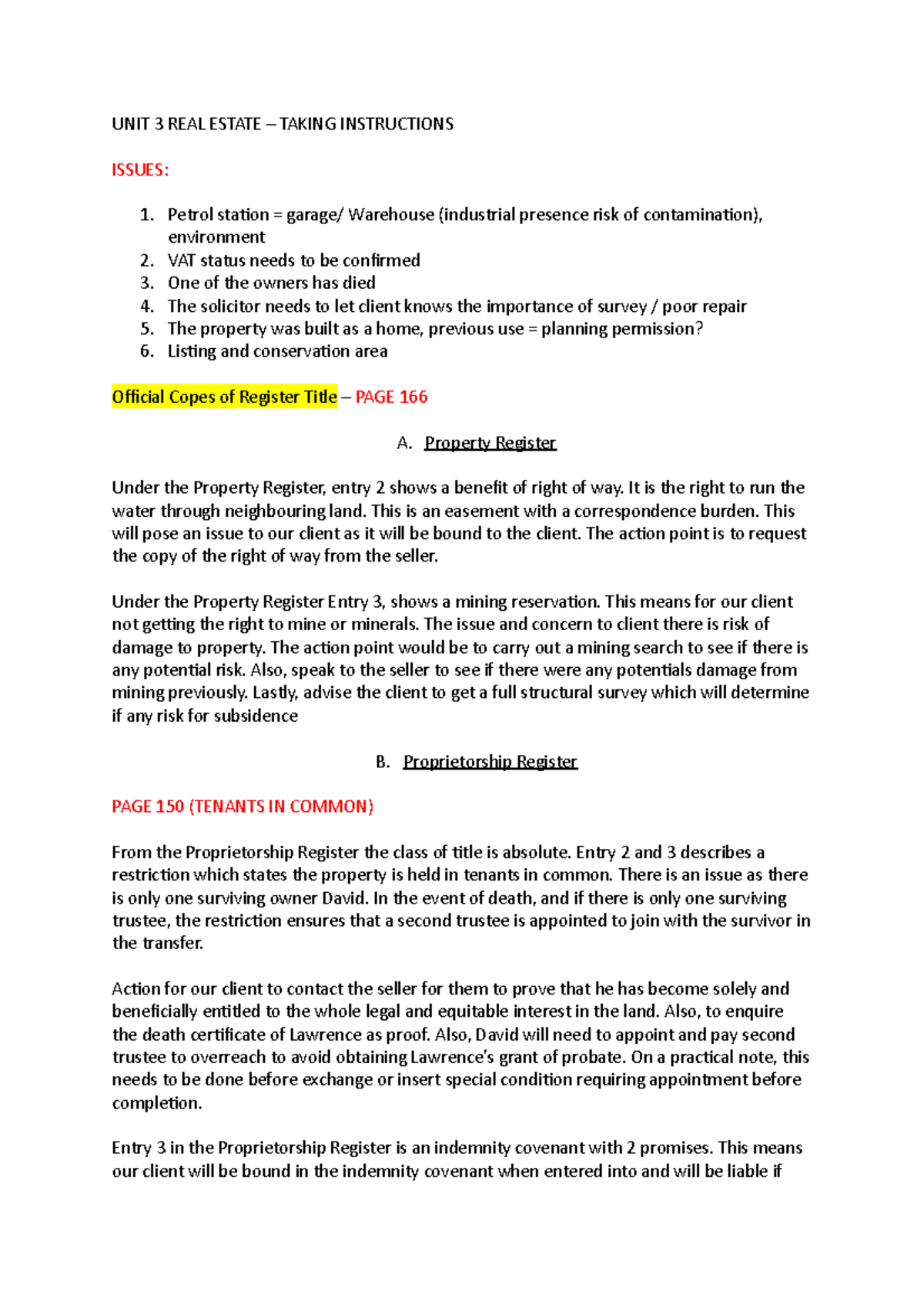 Unit 3 Title Investigation - UNIT 3 REAL ESTATE – TAKING INSTRUCTIONS ...