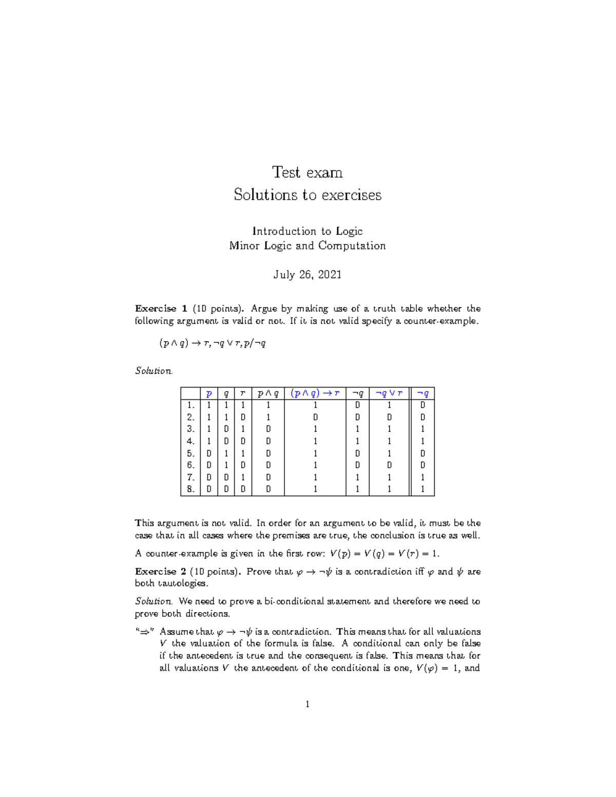 Solutions-test-exam - sOLUTIONS - Test exam Solutions to exercises ...