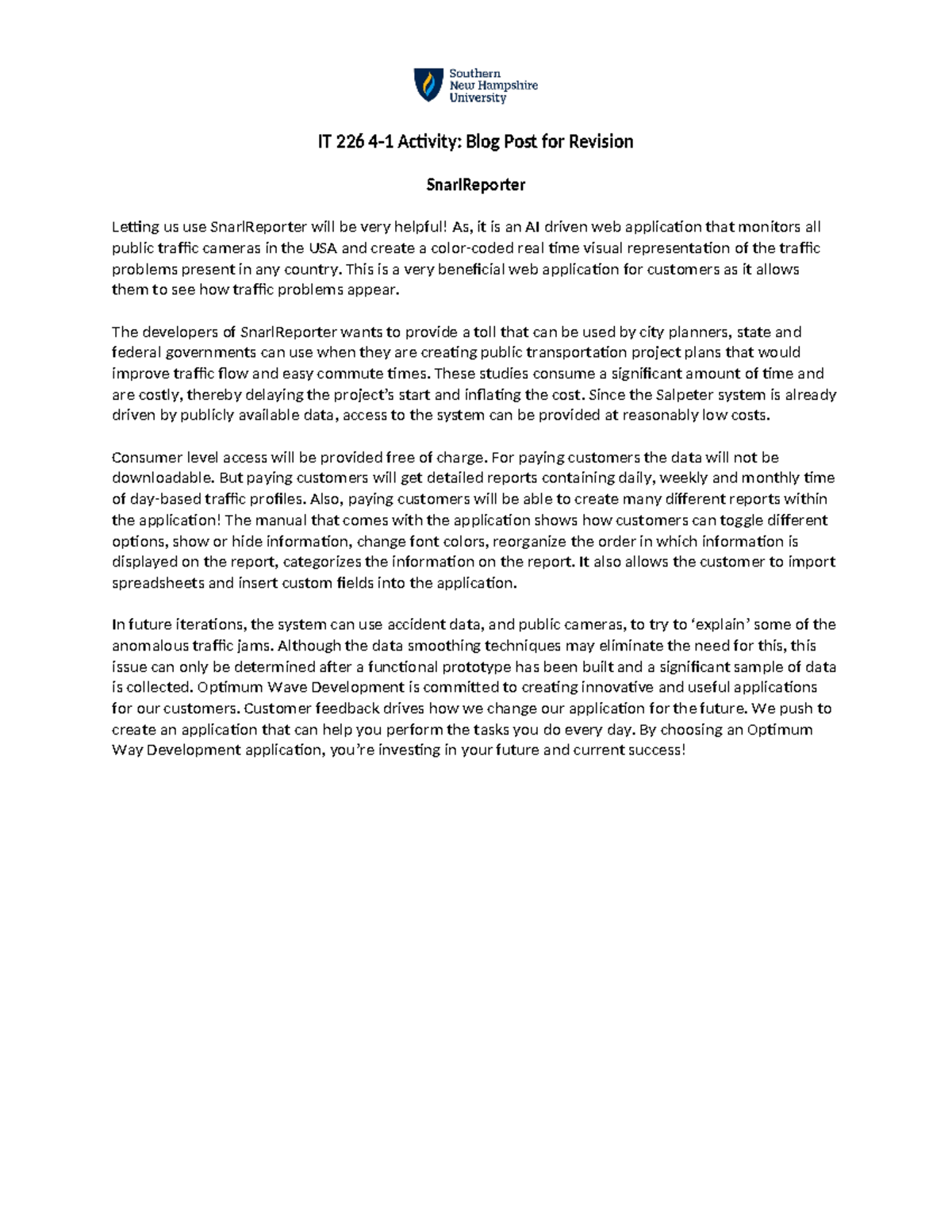 IT 226 4.1 Activity Blog Post for Revision (1) - IT 226 4-1 Activity ...