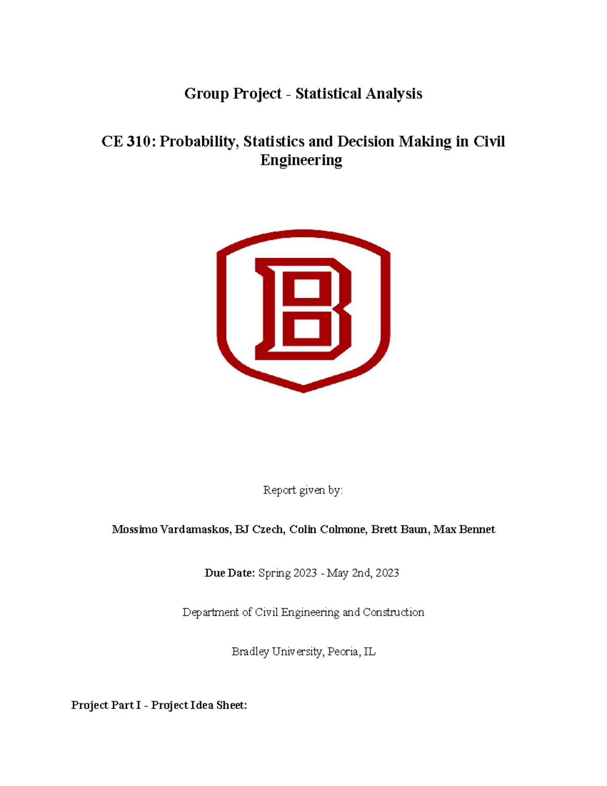 CE 310 - Final Project - Group Project - Statistical Analysis CE 310 ...