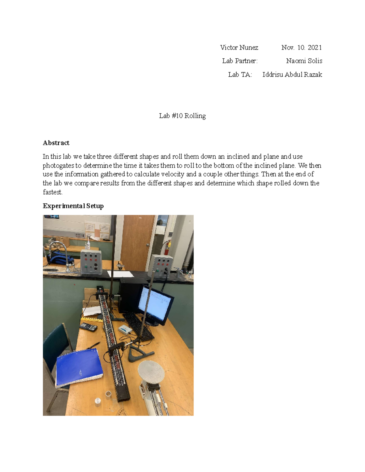 Lab #10 Writeup - PHYS 210 - NIU - Studocu