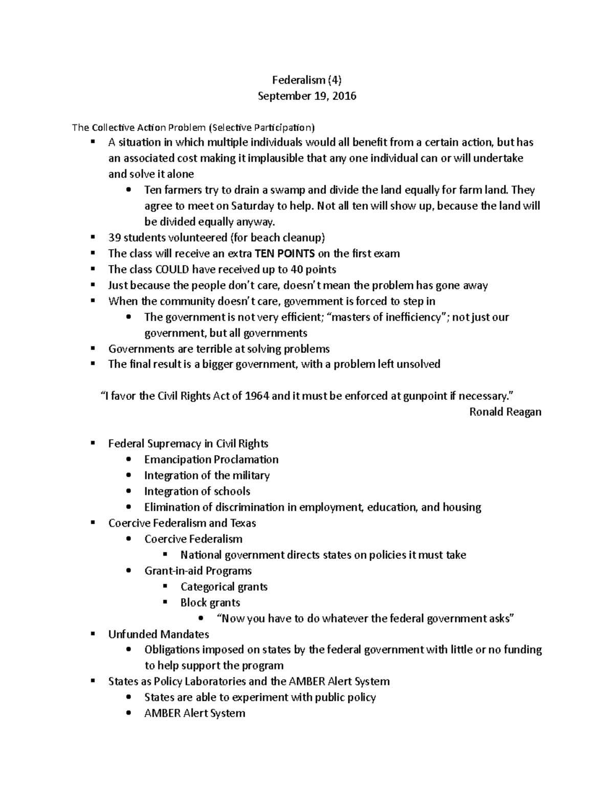 Federalism - Part Four - Federalism (4) September 19, 2016 The ...