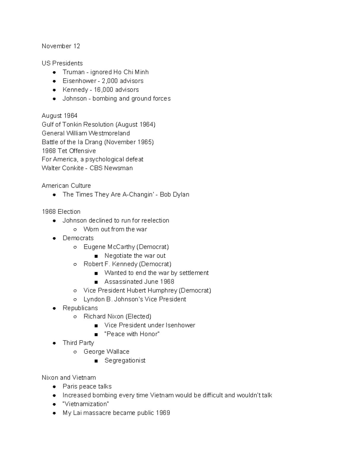 History Notes 11 12-11 14 - November 12 US Presidents Truman - ignored ...
