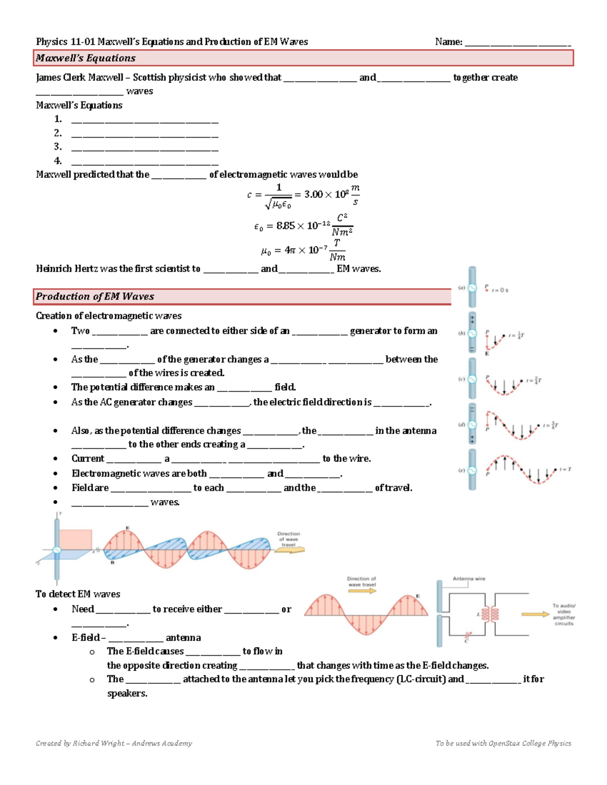 Physics 11-01 Maxwells Equations and Production of EM Waves - - Studocu