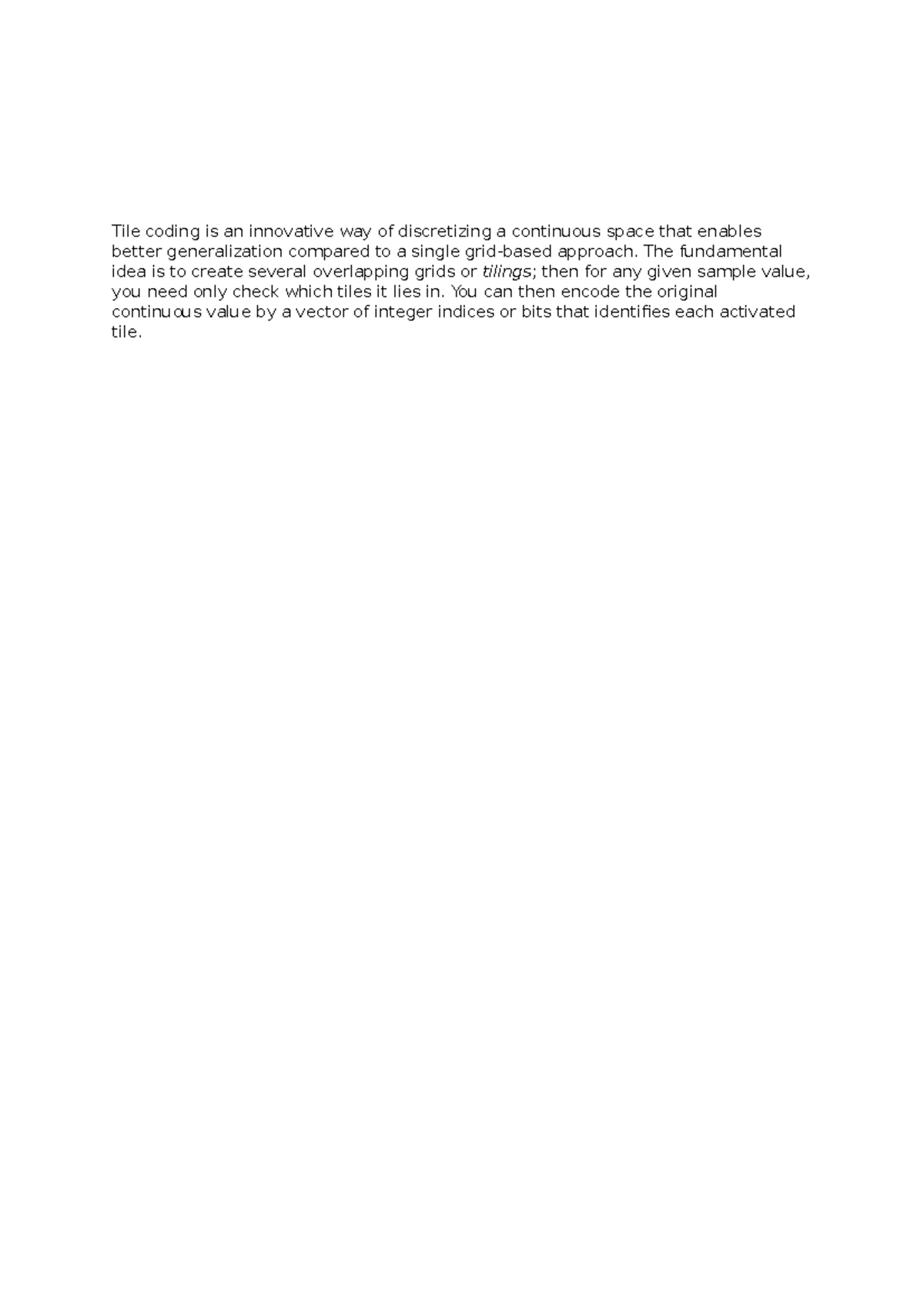 Tile Coding Cse Ai And Ml Tile Coding Is An Innovative Way Of 6205