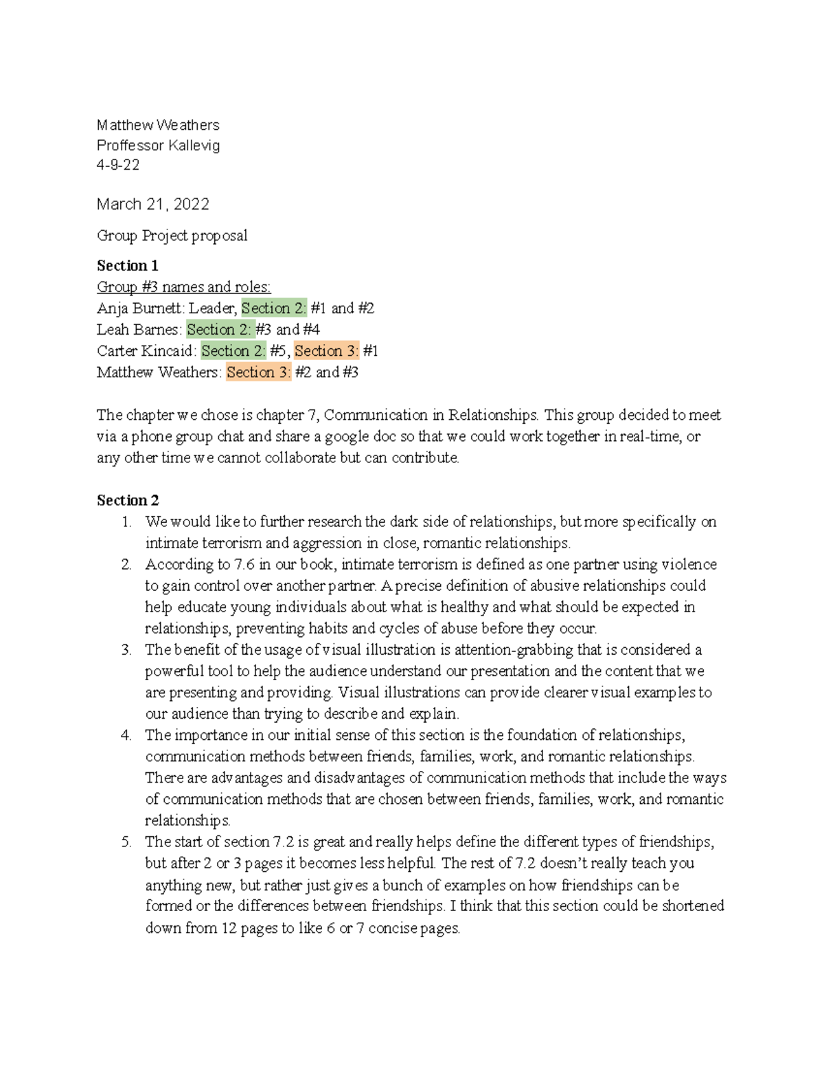 Within a Relationship - Matthew Weathers Proffessor Kallevig 4-9- March ...