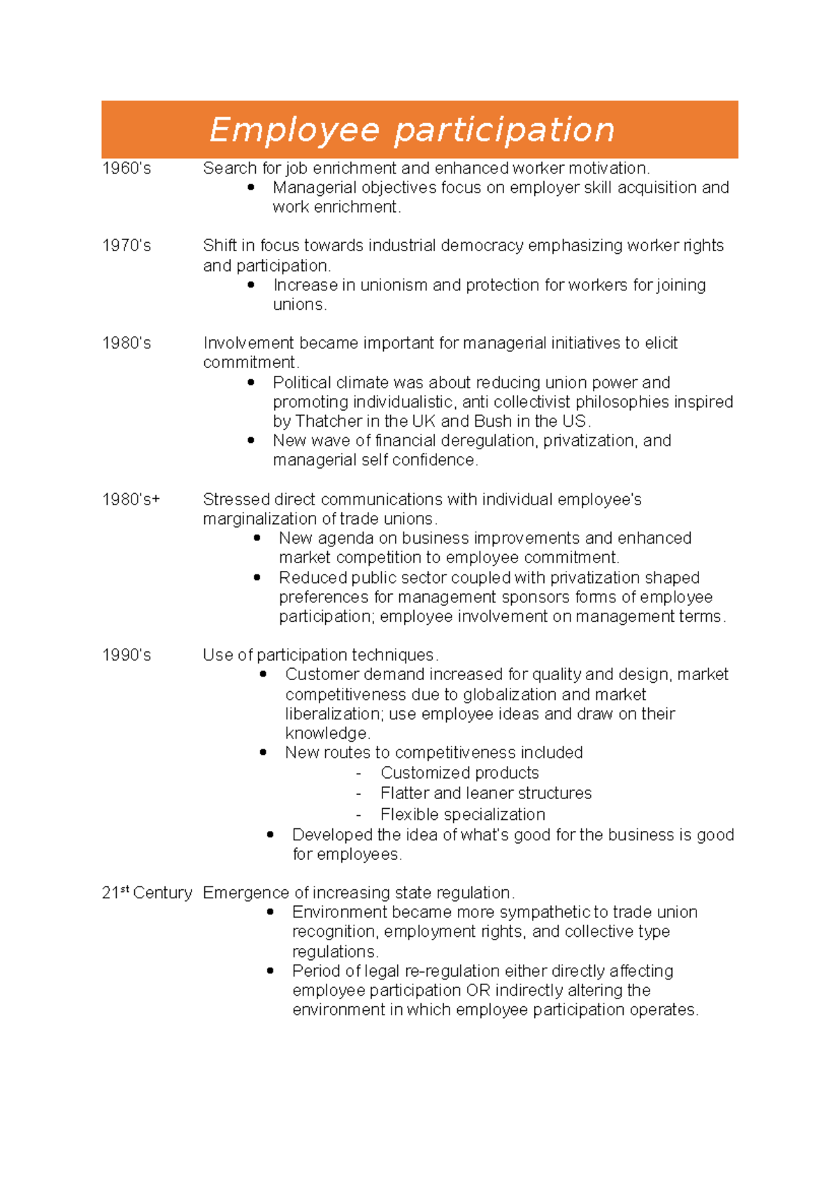Employee participation Notes - Employee participation 1960’s Search for ...