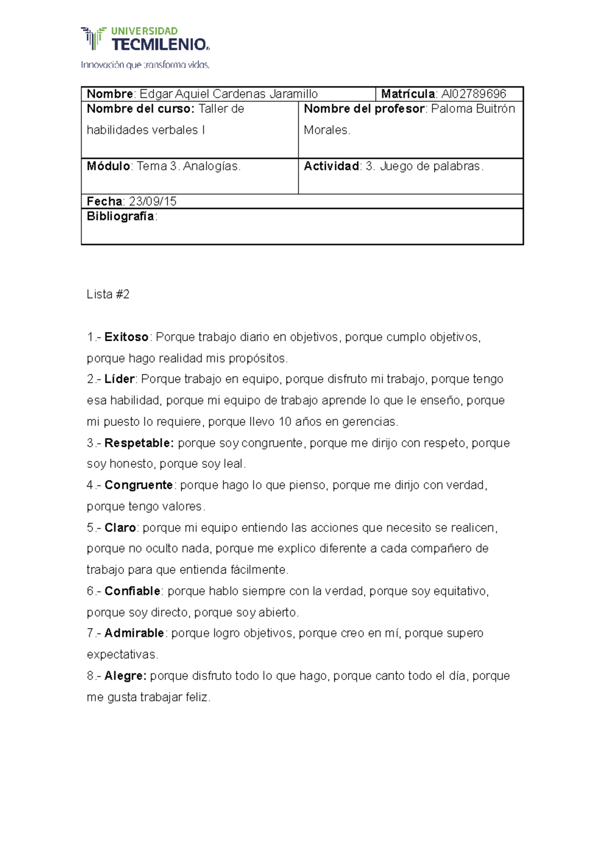 Actividad 3 sem habilidades verbales - Nombre : Edgar Aquiel Cardenas ...