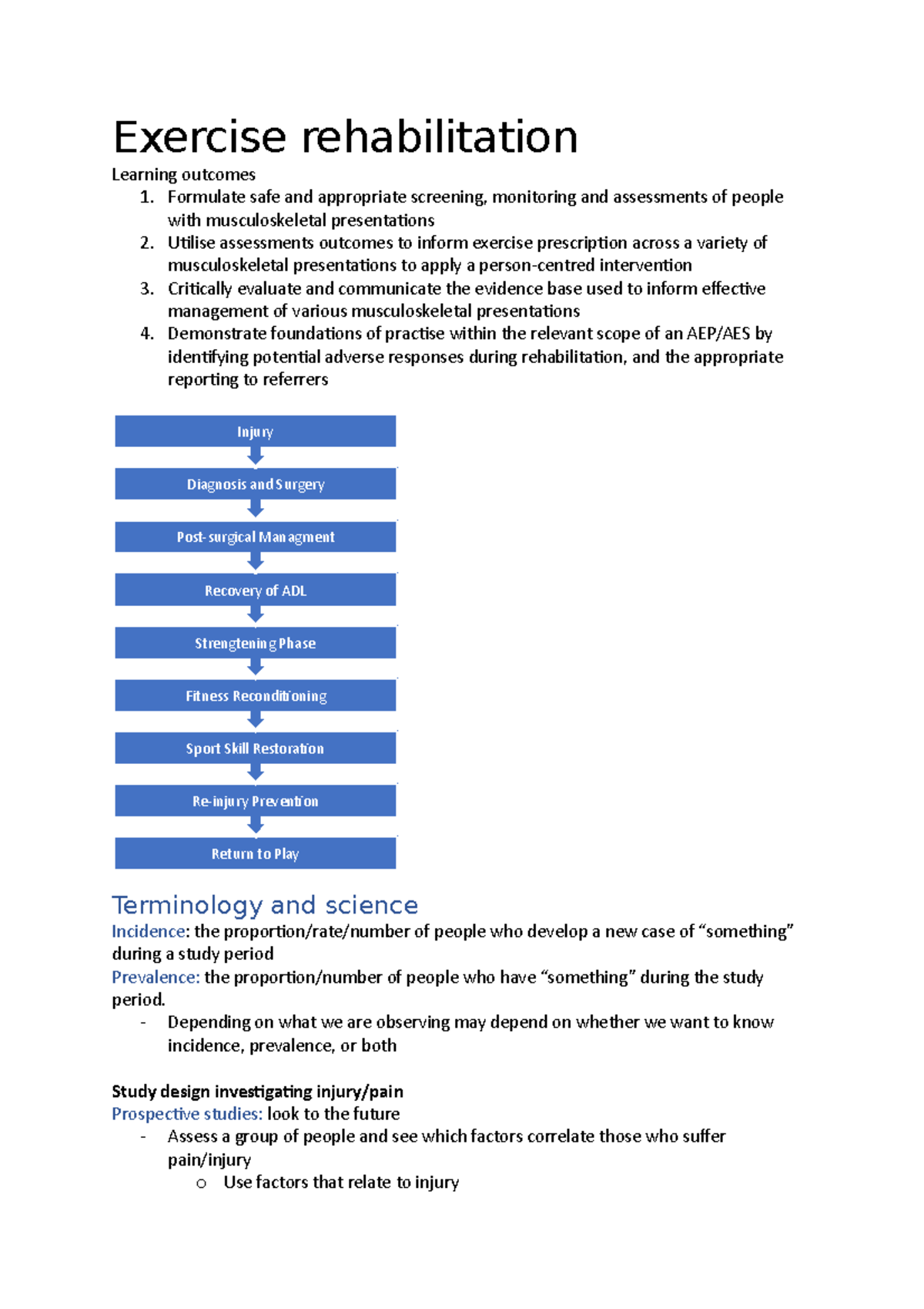 Exercise rehabilitation notes - Exercise rehabilitation Learning ...