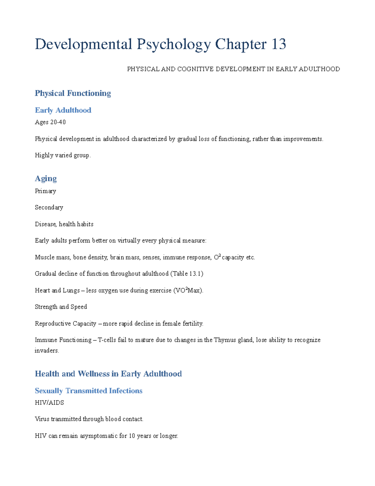 13 - Developmental Psychology Notes - Developmental Psychology Chapter ...