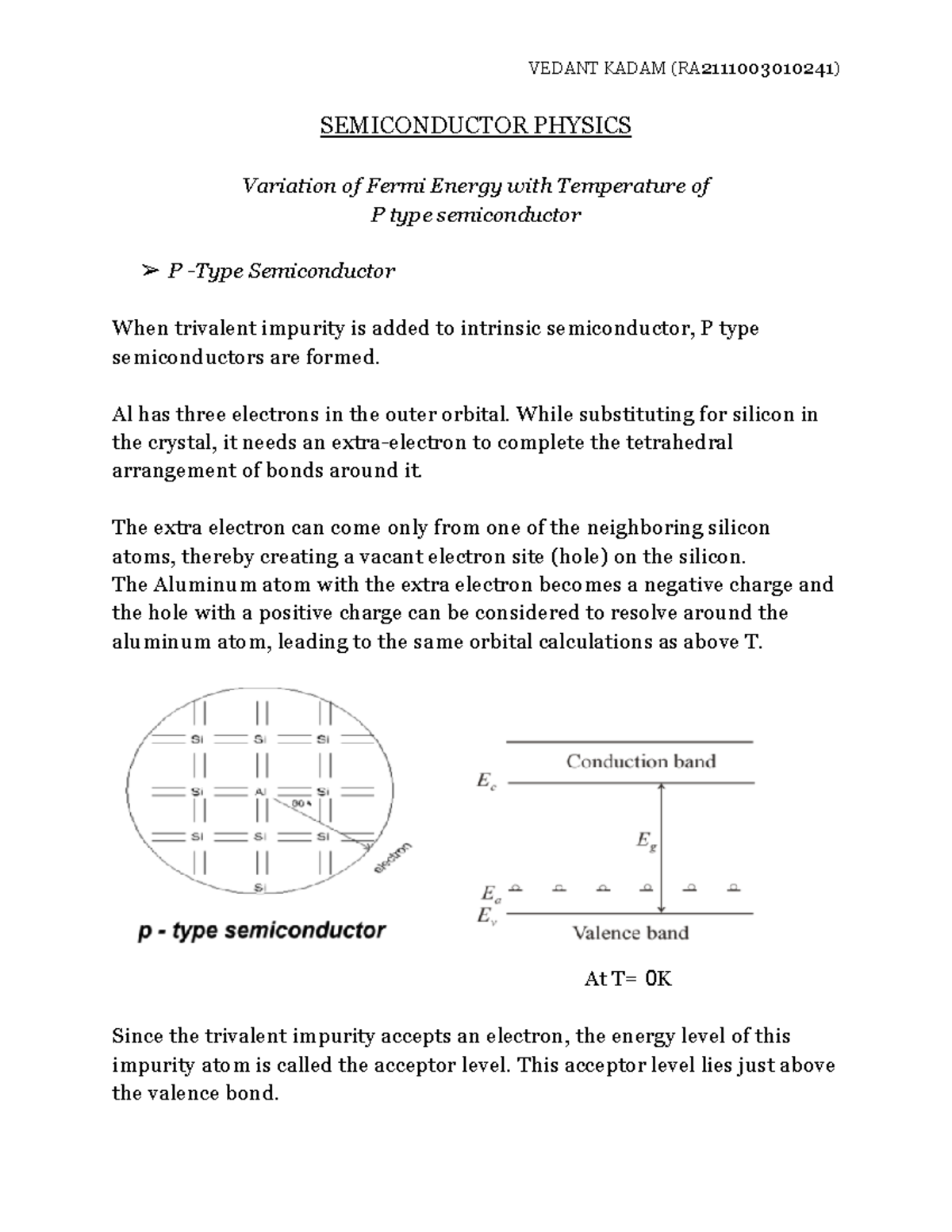 Carrier Generation & Carrier Recombination - VEDANT KADAM (RA ...