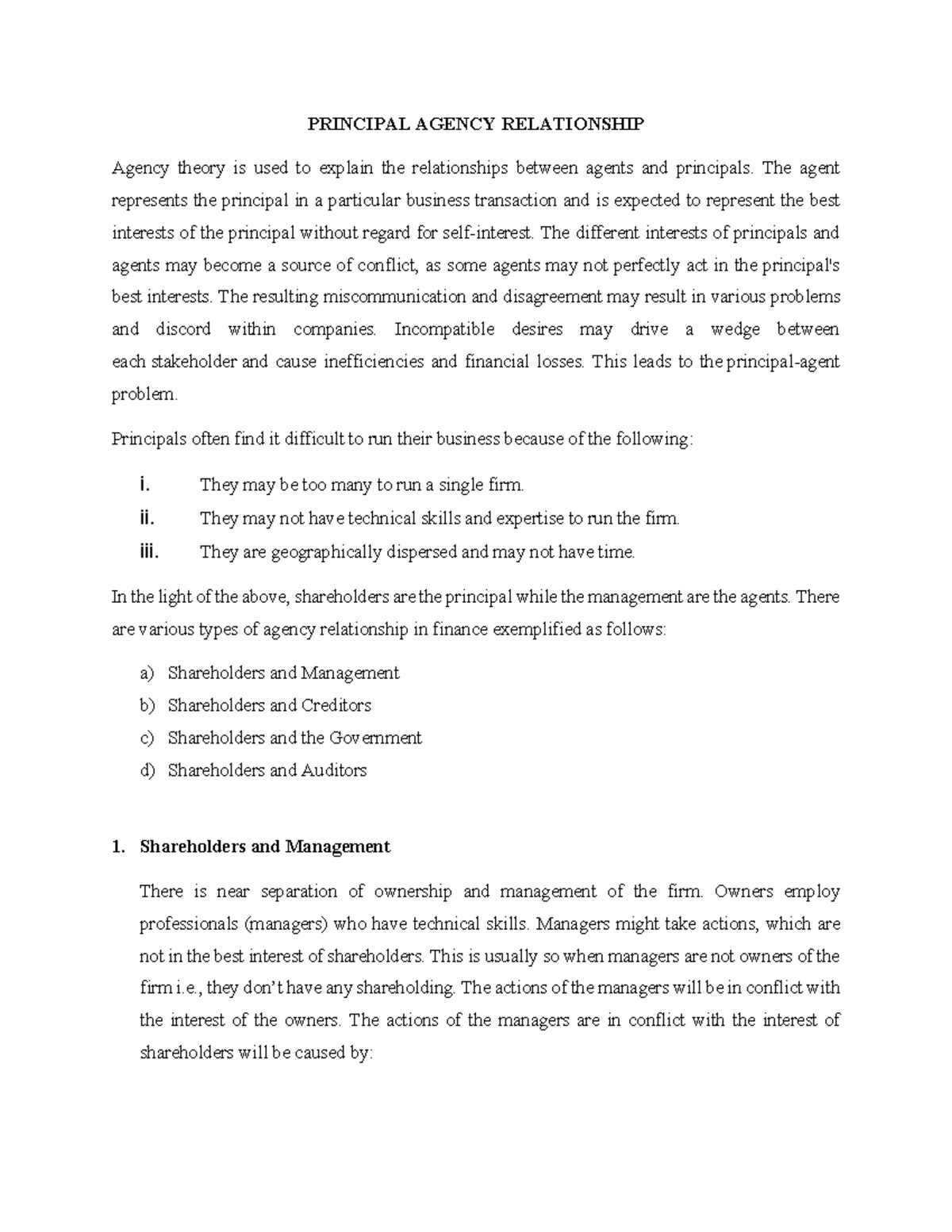 Principal Agency Relationship - PRINCIPAL AGENCY RELATIONSHIP Agency ...