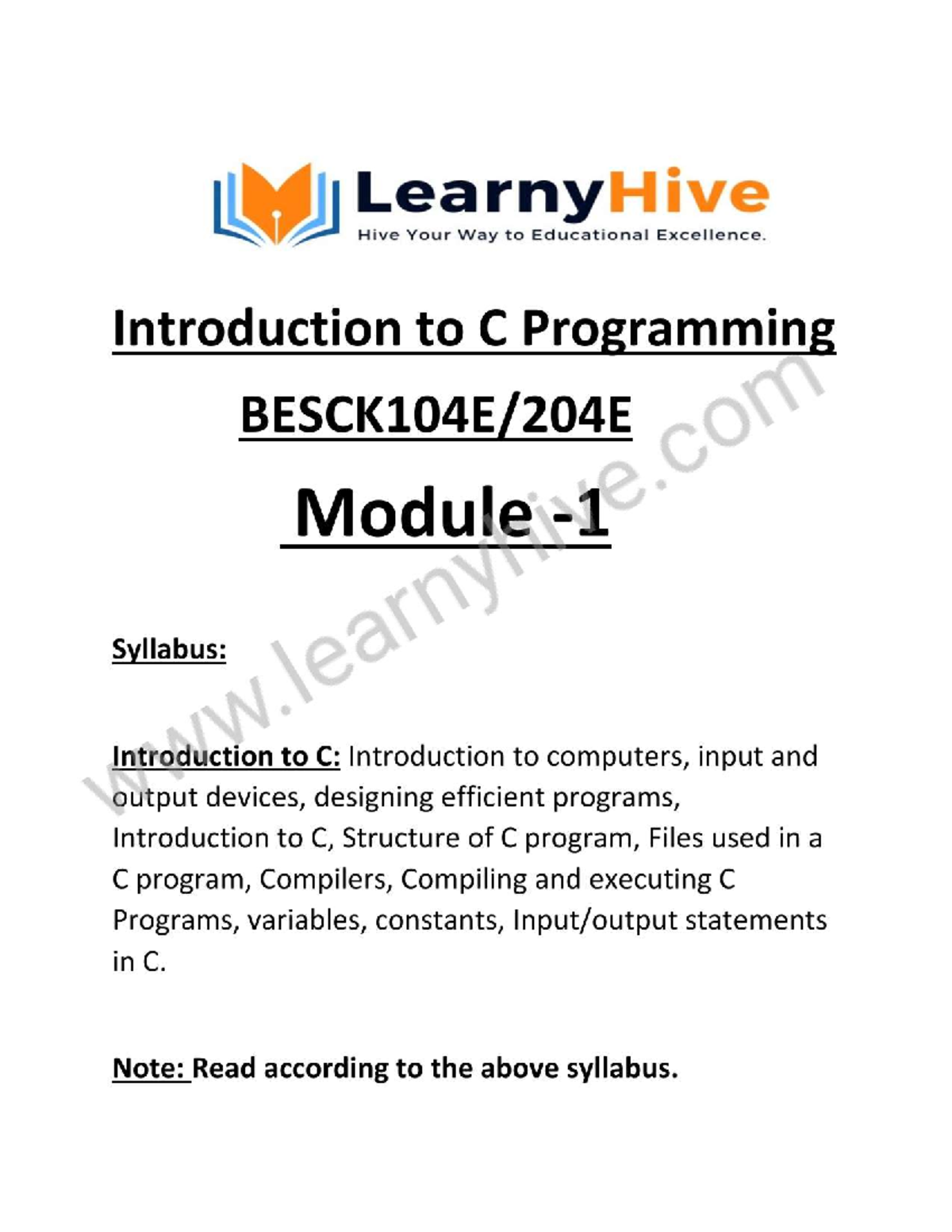 Besck 104E-204E-M-1 - Introduction to c programming - Studocu