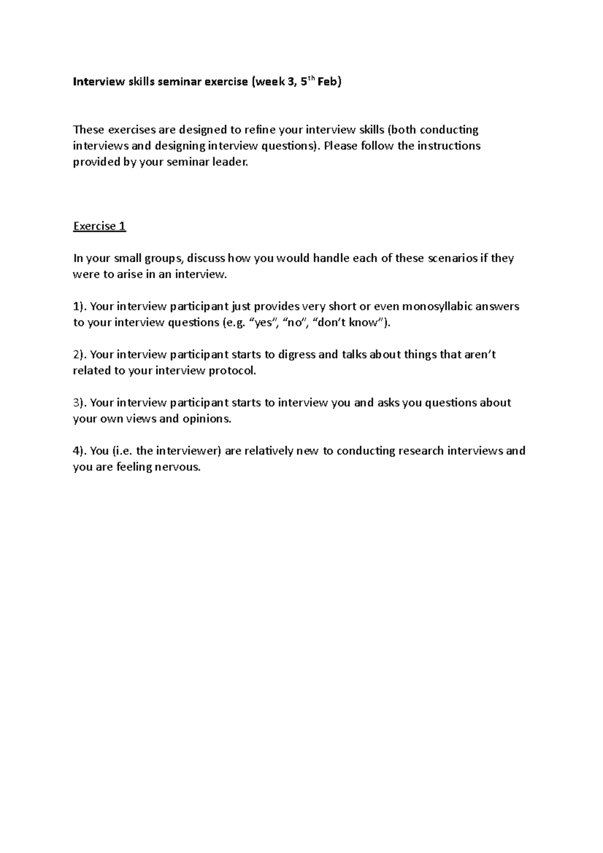 Interview Skills Seminar Exercise Please Follow The Instructions interview-skills-seminar-exercise-please-follow-the-instructions