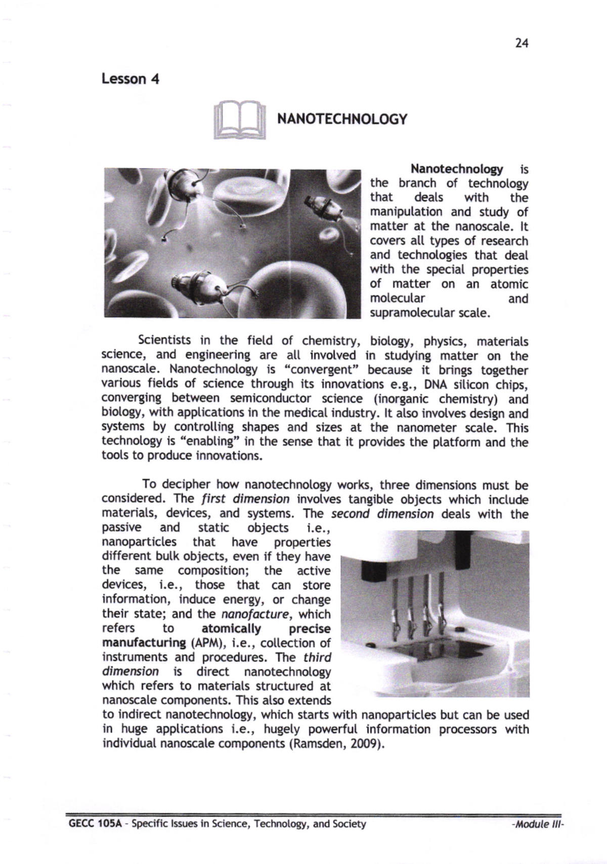 GECC 105A Nanotechnology-1 - Lesson 4 Nanotechnology is the branch of ...