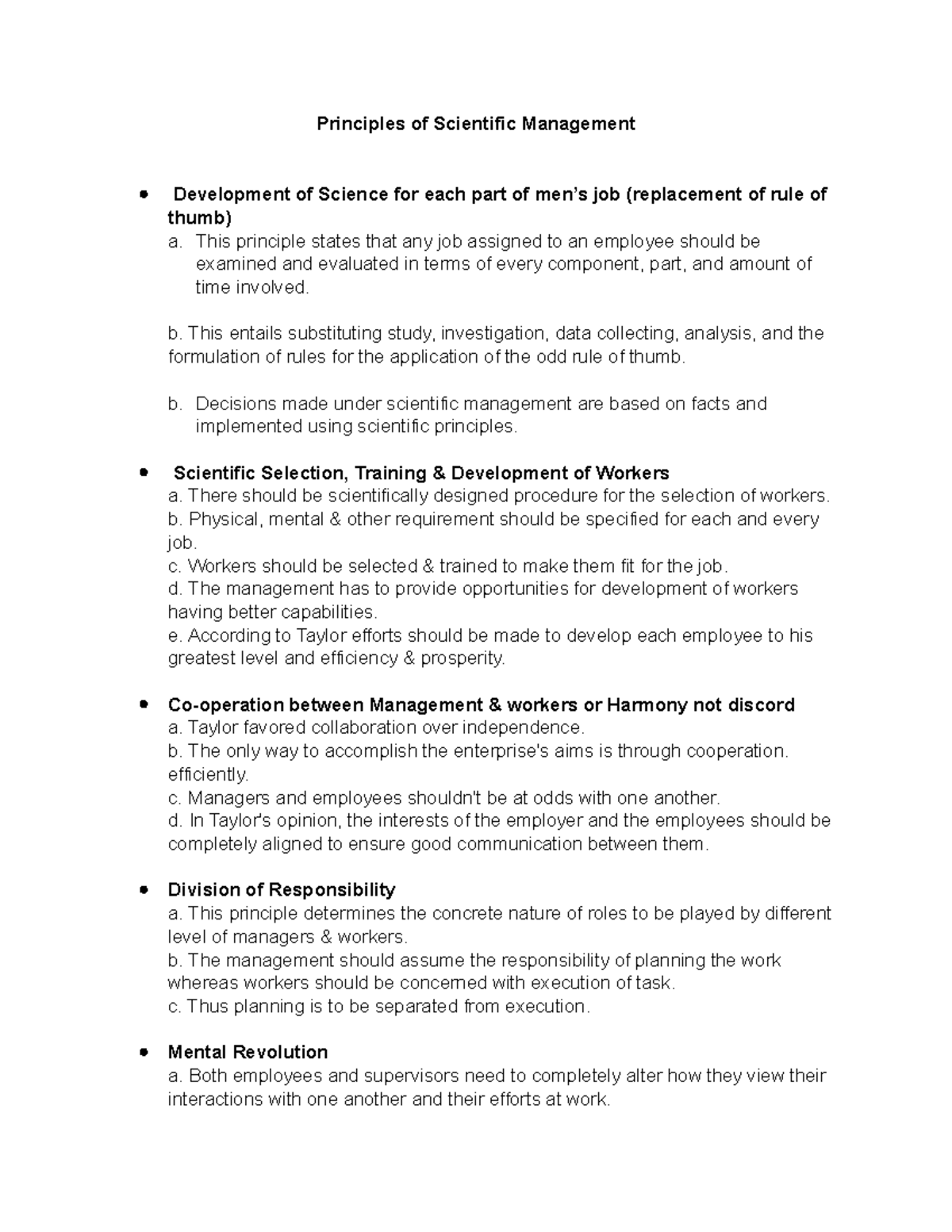 Principles of Scientific Management - This principle states that any ...