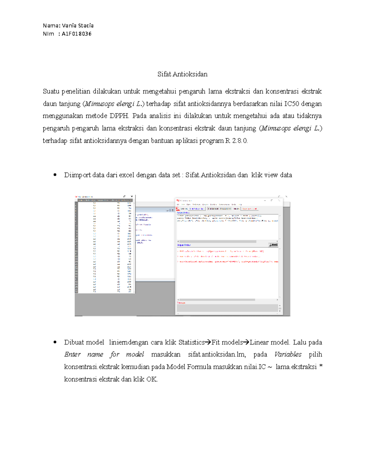 Revisi UAS Aplikasi Program Pengolahan Data (AAPD) - NIm : A1F Sifat Antioksidan Suatu ...