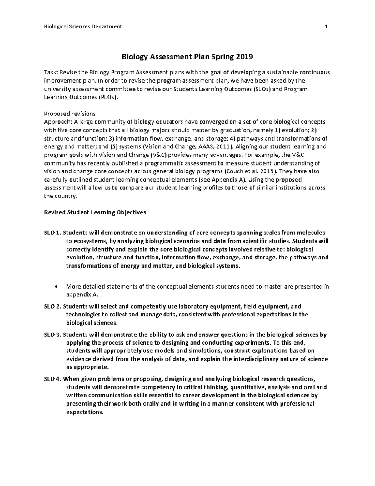 Biology Survey (KEY) - For practice - Biological Sciences Department 1 ...