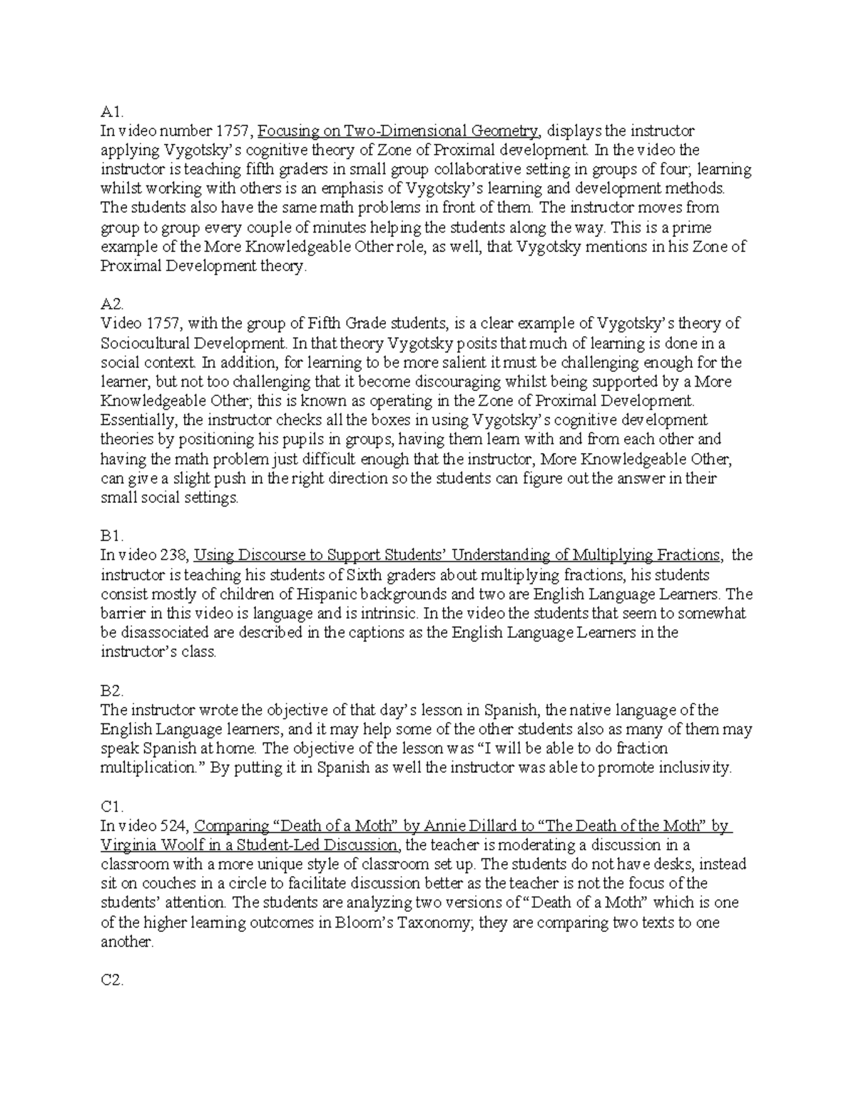 Task 1 - passed - A1. In video number 1757, Focusing on Two-Dimensional ...