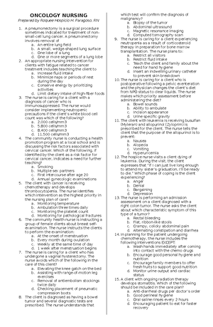 Oncologystudyguide - Oncology Nursing Study Guide - ONCOLOGY STUDY ...