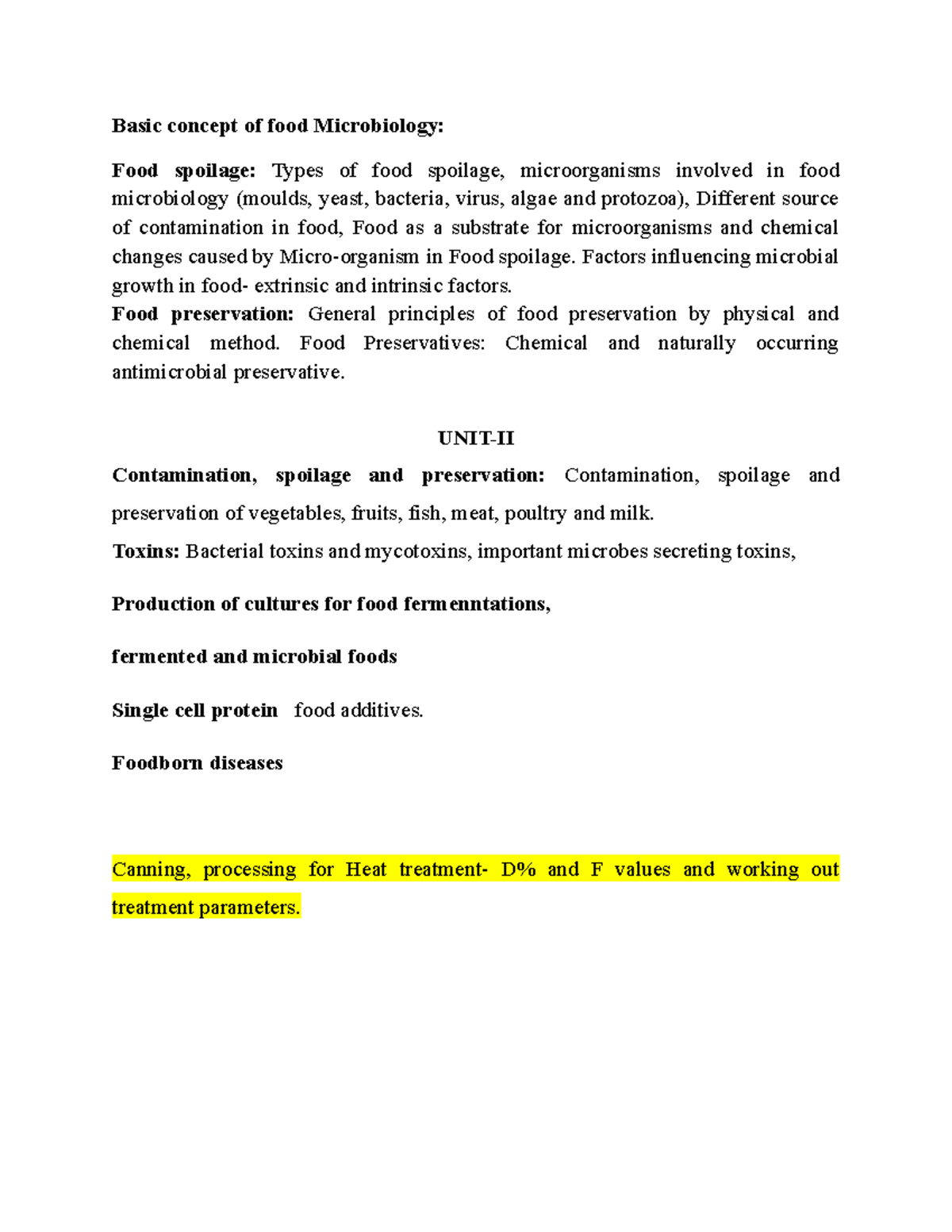FOOD Units - bxvb - Basic concept of food Microbiology: Food spoilage ...