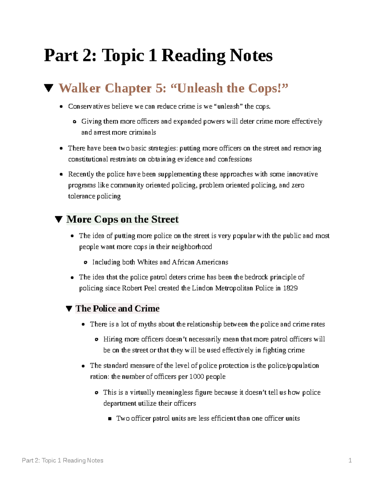 Part 2 Topic 1 Notes - Part 2: Topic 1 Reading Notes Walker Chapter 5 ...