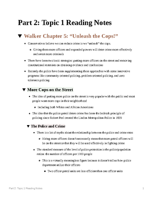 Part 1 Topic 2 Notes - Part 1: Topic 2 Reading Notes Chapter 2 Key ...