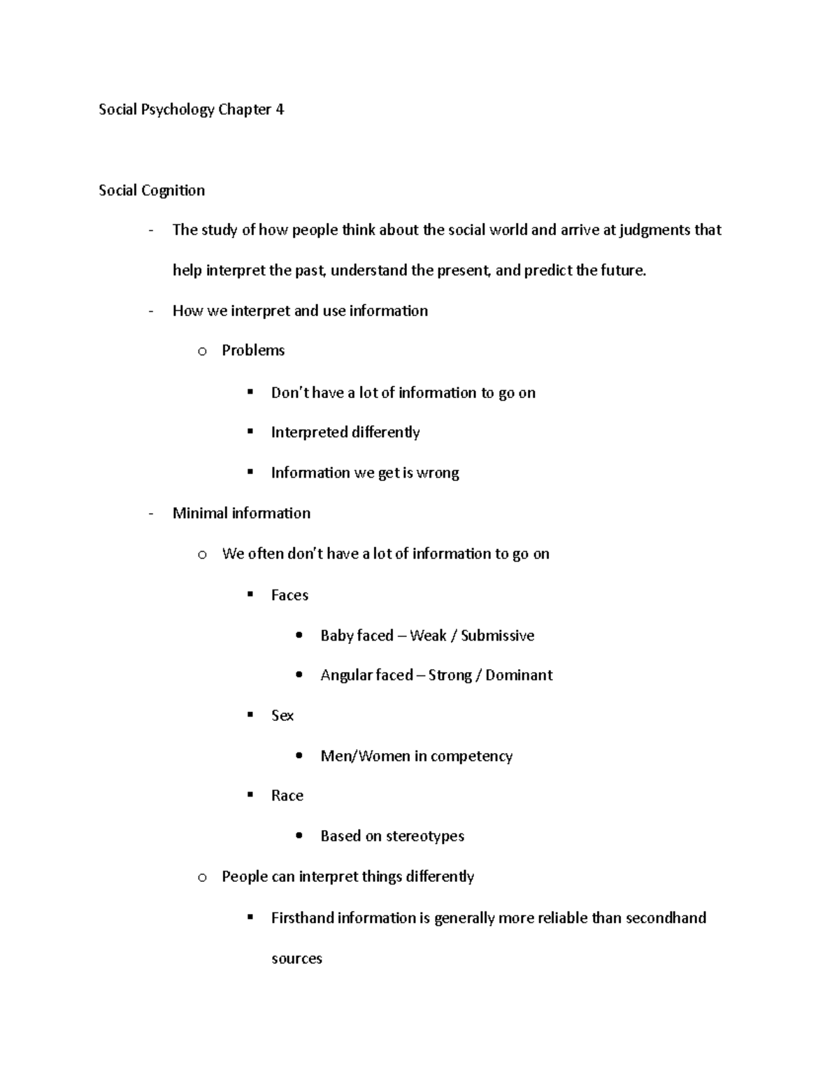 Social Psych Chapter 4 1 - Social Psychology Chapter 4 Social Cognition ...