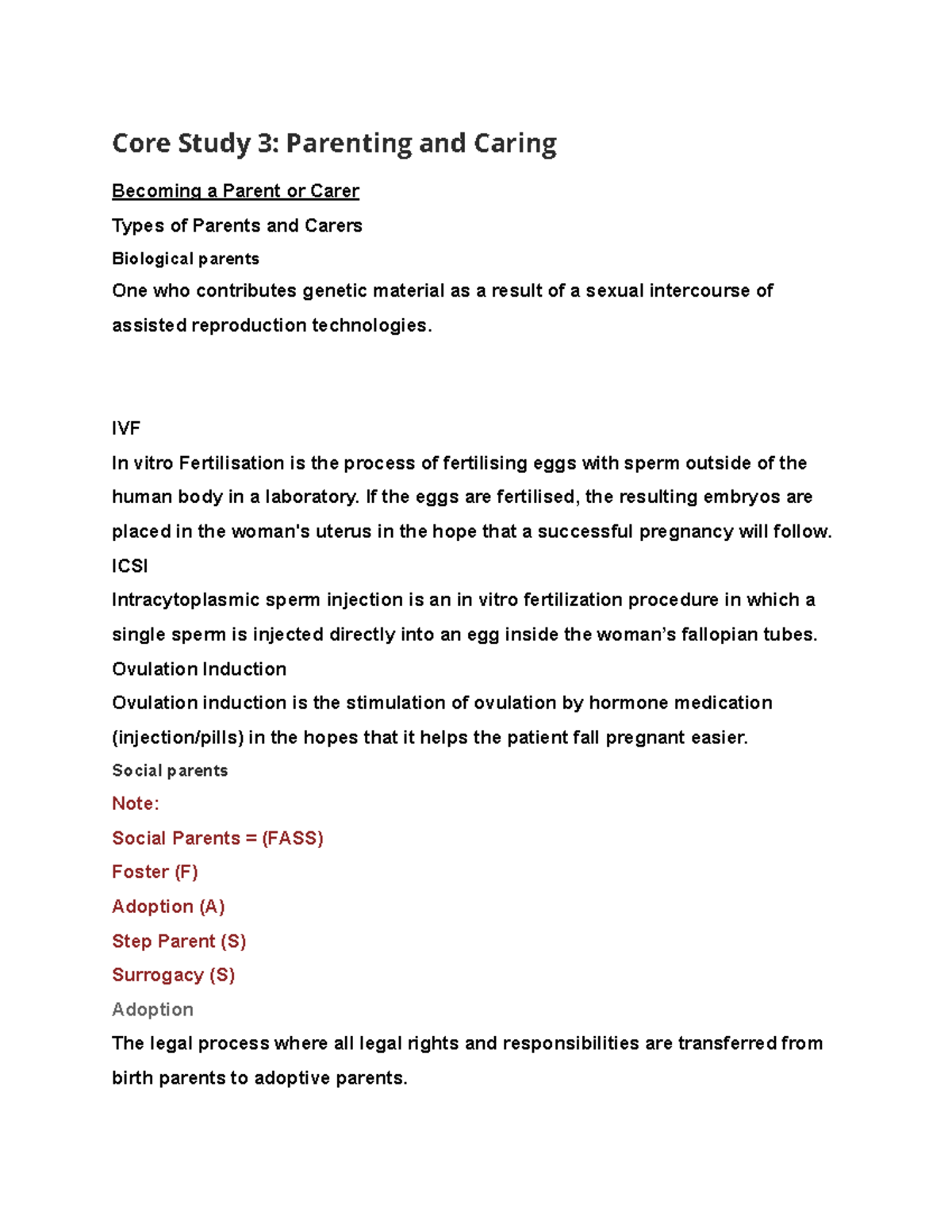 Untitled document-2 - cafs course summaries - Core Study 3: Parenting ...