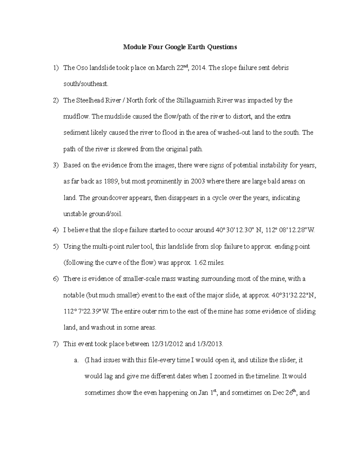 Module four Google Earth Assignment Questions - Module Four Google ...