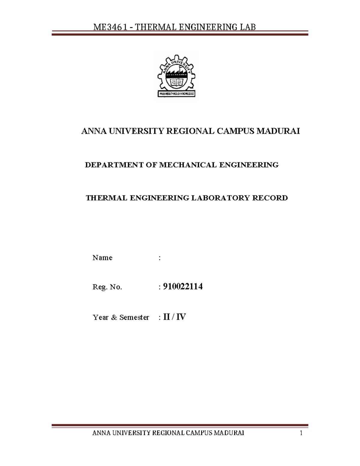 ME3461-Thermal Engineering Lab manual - ME3461 ‐THERMAL ENGINEERING LAB ...