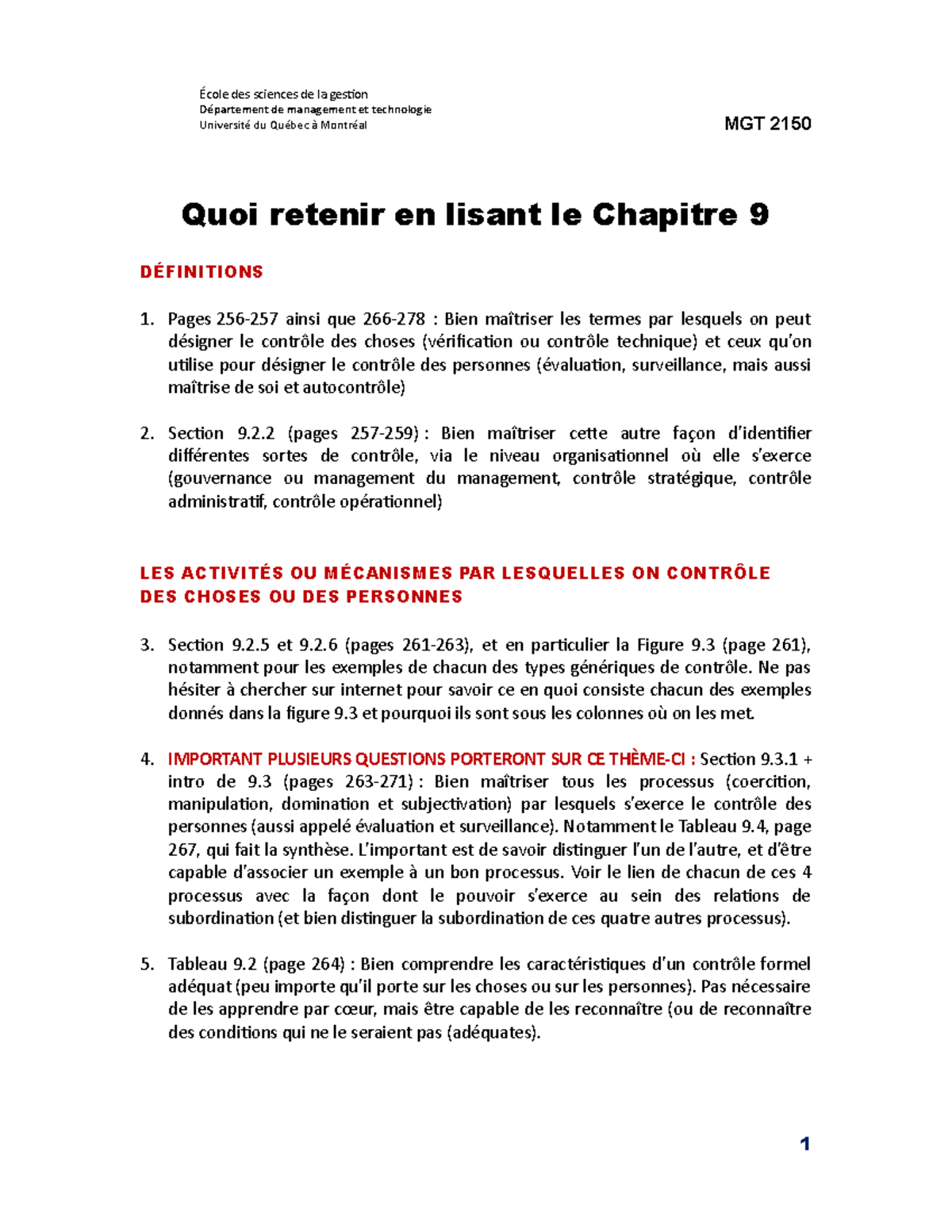 QUIZ Chapitre 09 - MGT 2150 Quoi retenir en lisant le Chapitre 9 ...