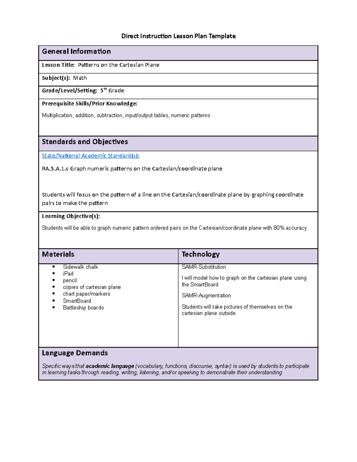 BNM2 Task 2 Lesson Plan Assignment - Direct Instruction Lesson Plan ...