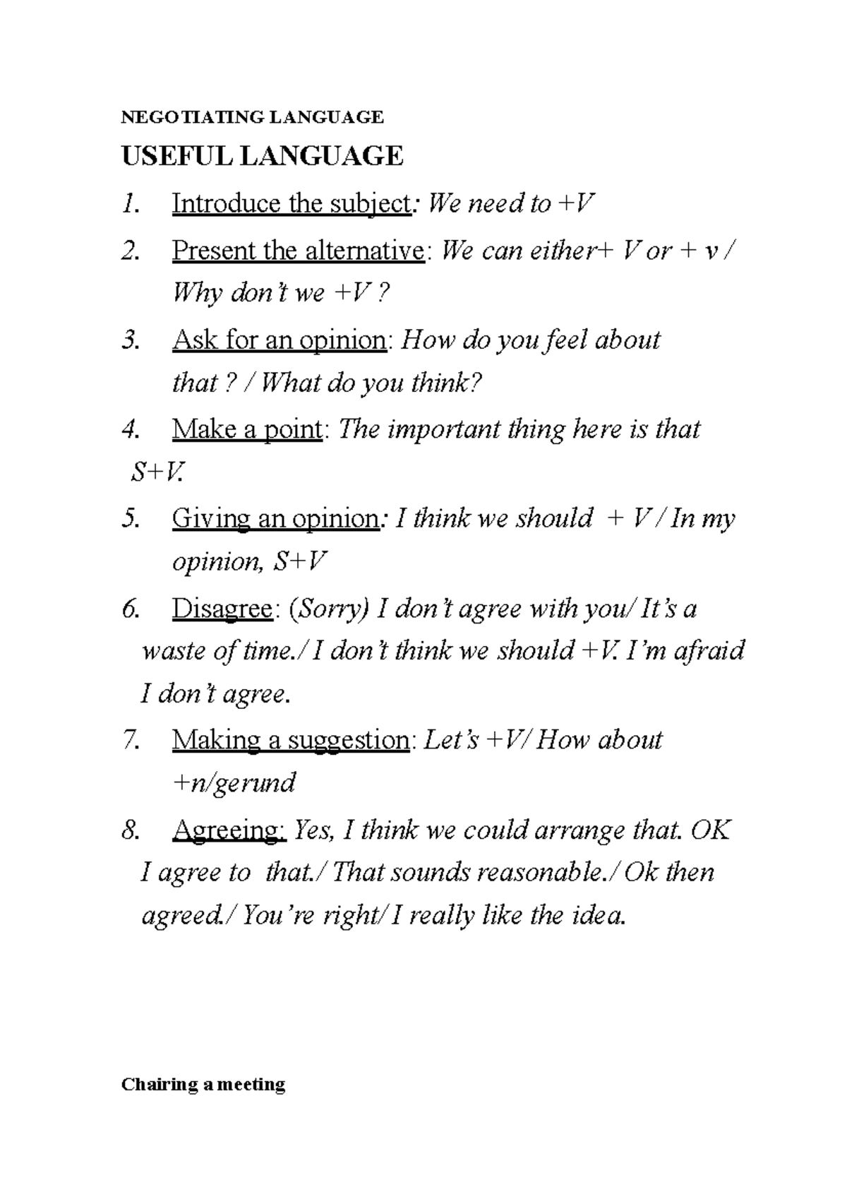 Negotiating language - hp1 - NEGOTIATING LANGUAGE USEFUL LANGUAGE ...