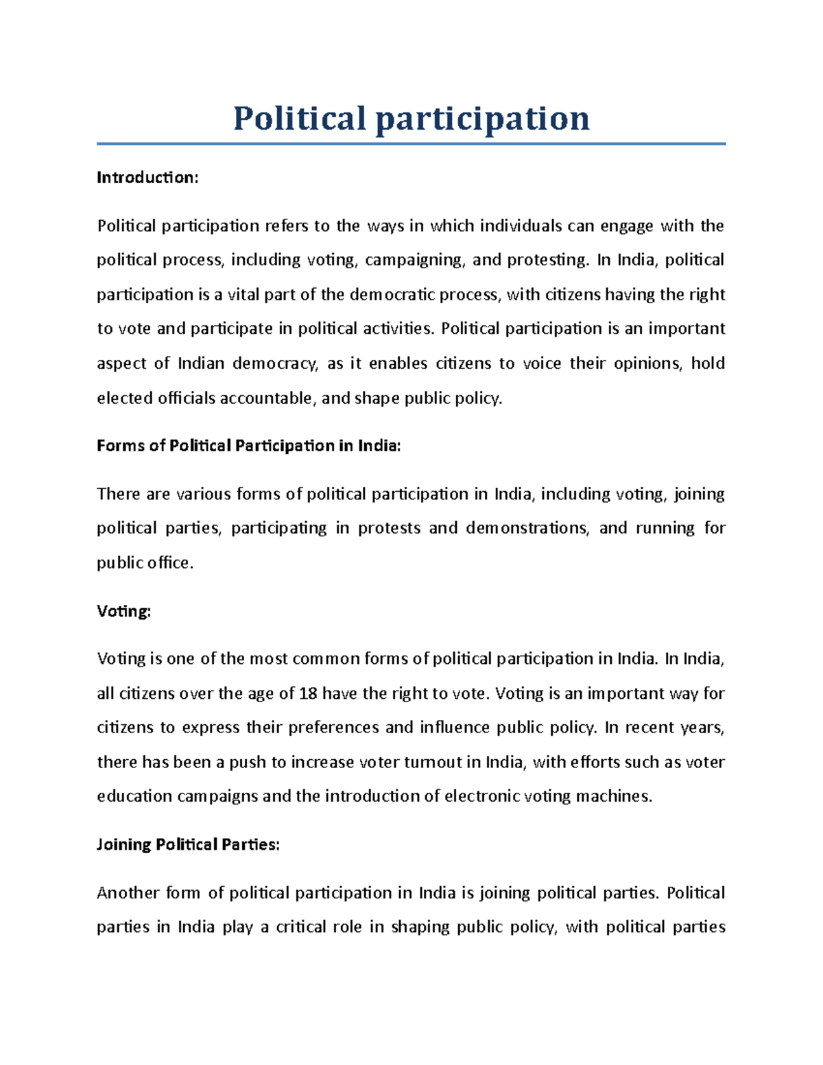 Political participation - Political participation Introduction ...
