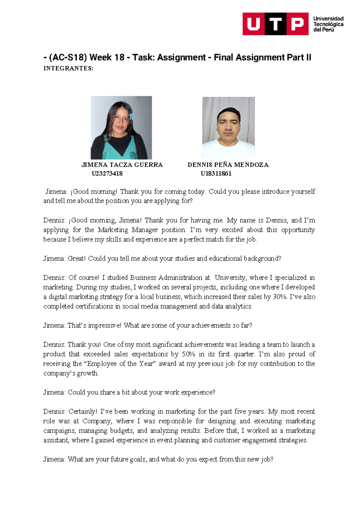 Documento sin título - tarea final de ingles - (AC-S18) Week 18 - Task: Assignment - Final - Studocu