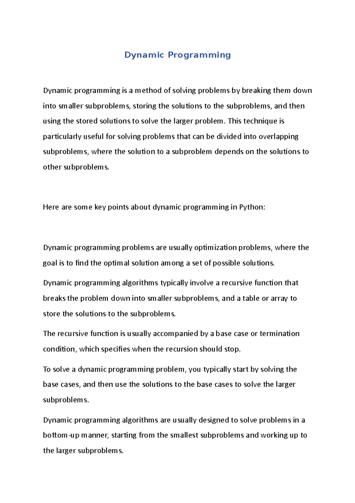 Dsa04 Sorting Algo Notes Dynamic Programming Dynamic Programming Is 8700