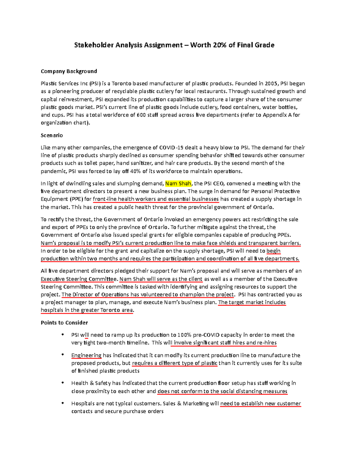 Stakeholder Analysis Assignment - 2024 - Stakeholder Analysis ...