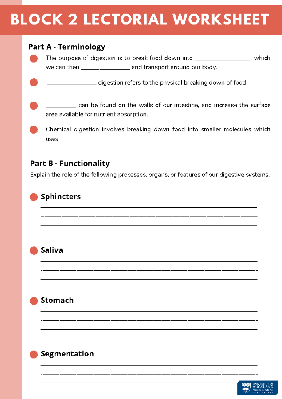 Foodsci 100 Block 2 Digestion and absorption worksheet - BLOCK 2 ...