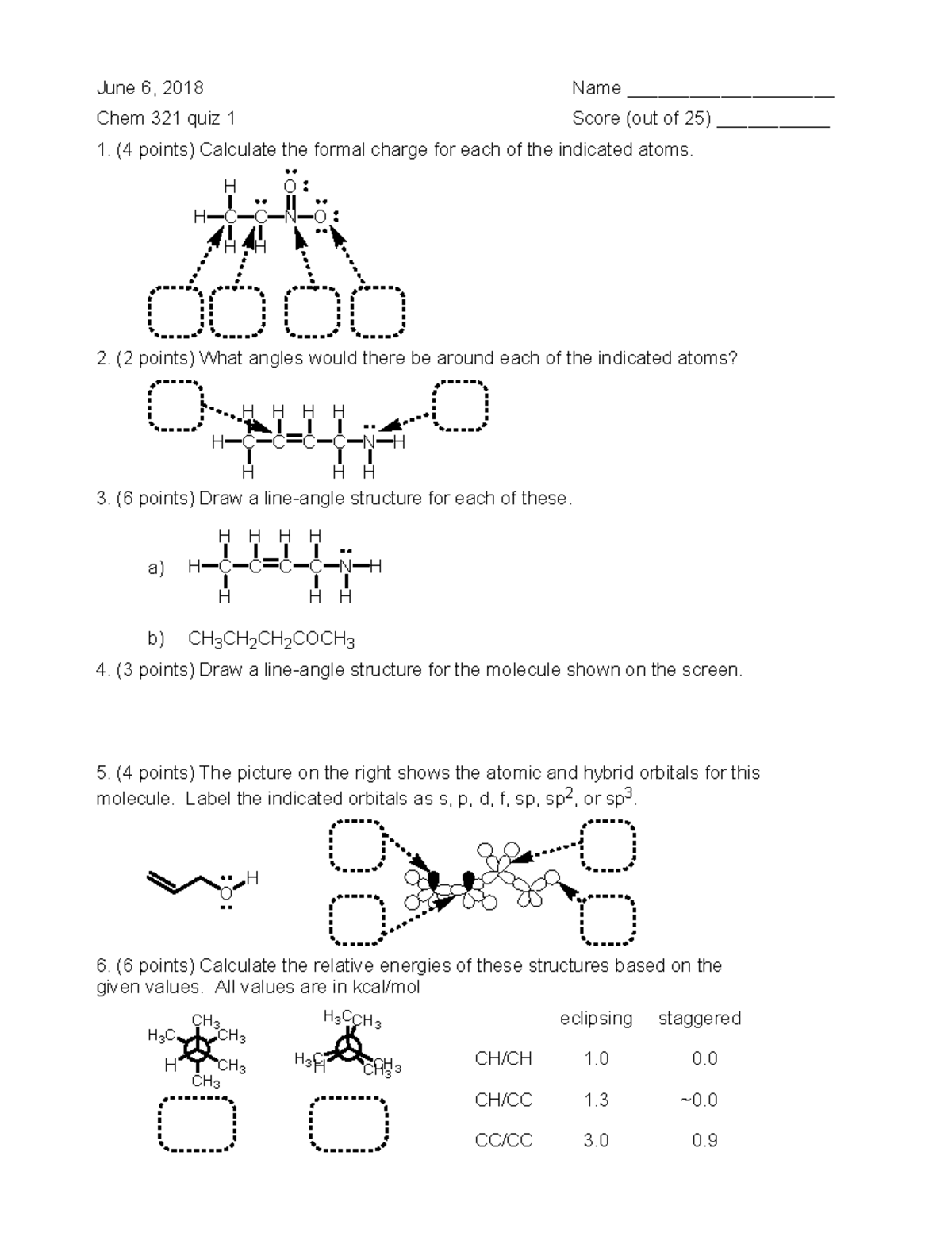 Chem 321 2018 summer quiz 1 - - Studocu